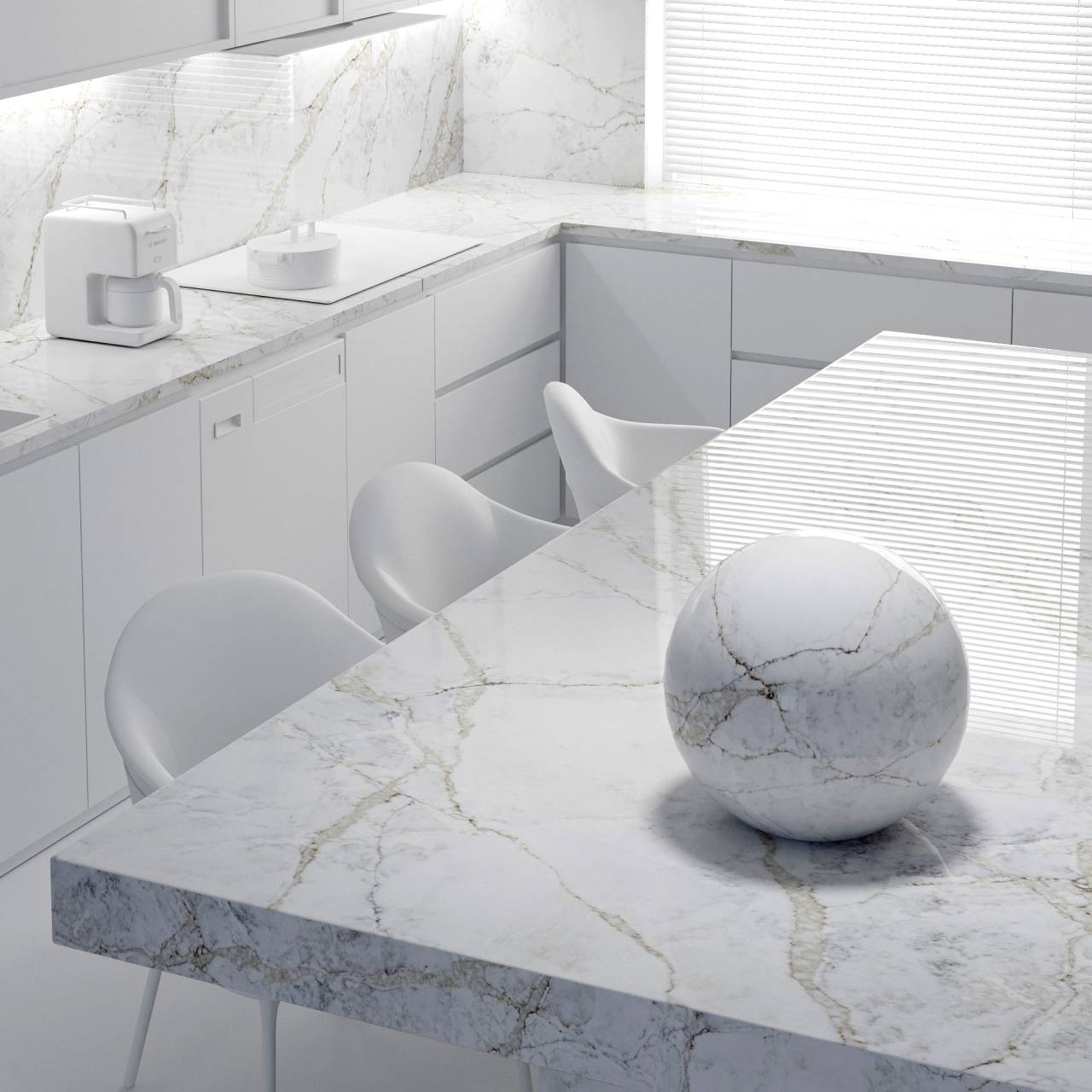 Кварцевый камень Q797 Калакатта истинный свет / Calacatta True Light из ...